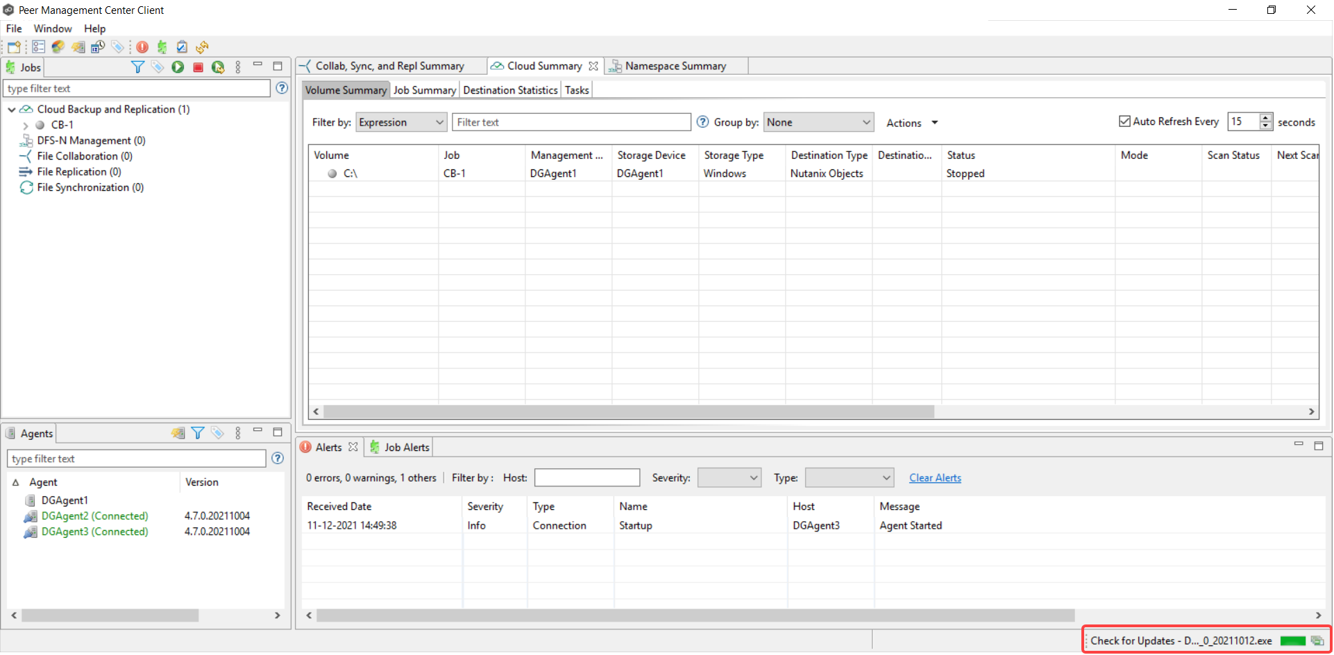 Update Peer Global File Service (PeerGFS)