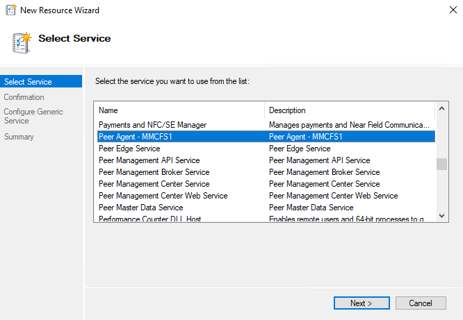 Using a Peer Agent in a Windows Failover Cluster